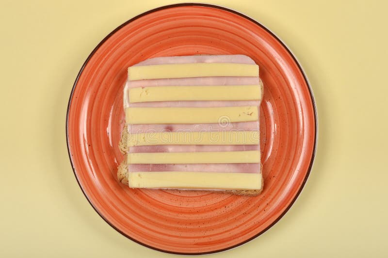 Bread Covered with Slices of Cheese and Ham Stock Photo - Image of ...