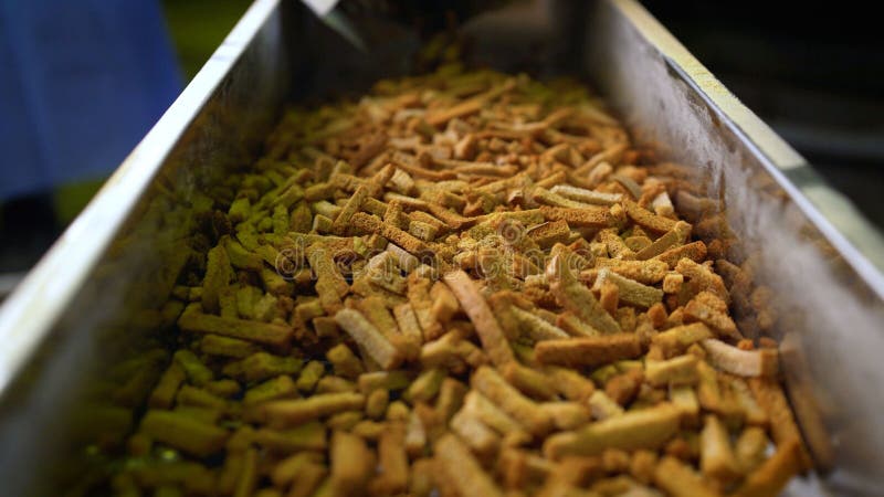Bread Crackers on the Conveyor. the Process of Making Crackers. Cracker ...