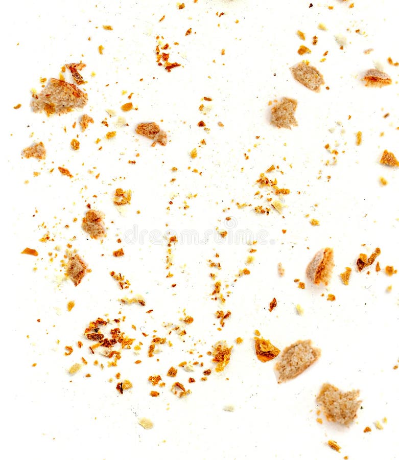 Bread Crumbs Isolated on White Background. Top View Stock Photo - Image ...