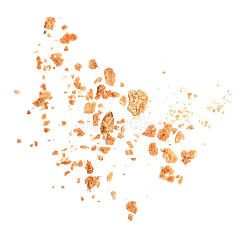 Bread Crumbs Macro Isolated on White Background. Splash of Crumbs Top ...