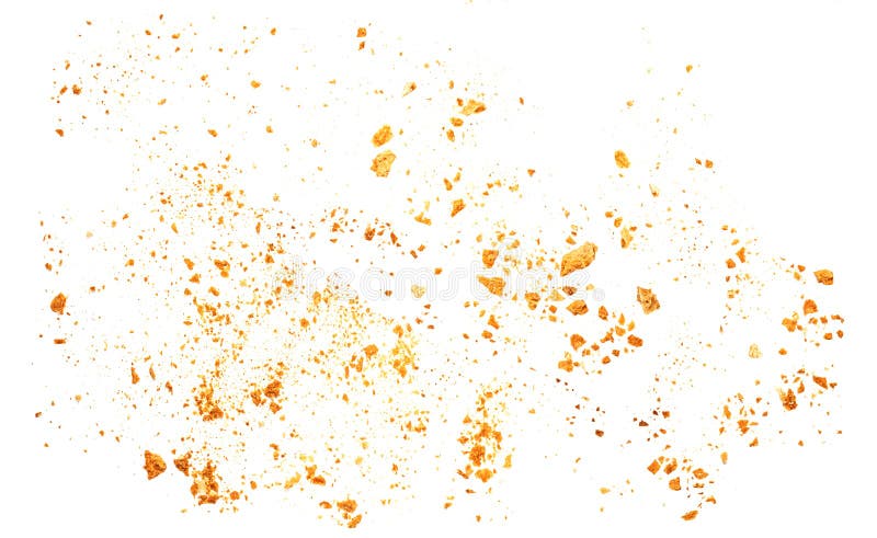 Bread Crumbs Macro Isolated on White Background. Splash of Crumbs Top ...