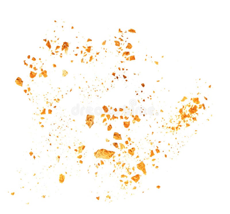 Bread Crumbs Macro Isolated on White Background. Splash of Crumbs Top ...