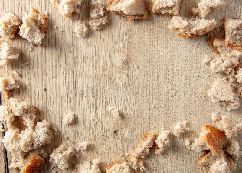 Bread Crumbs on a Wooden Table Stock Photo - Image of fresh, crust ...