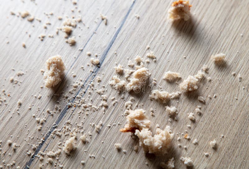 Bread Crumbs on a Wooden Table Stock Photo - Image of wooden ...
