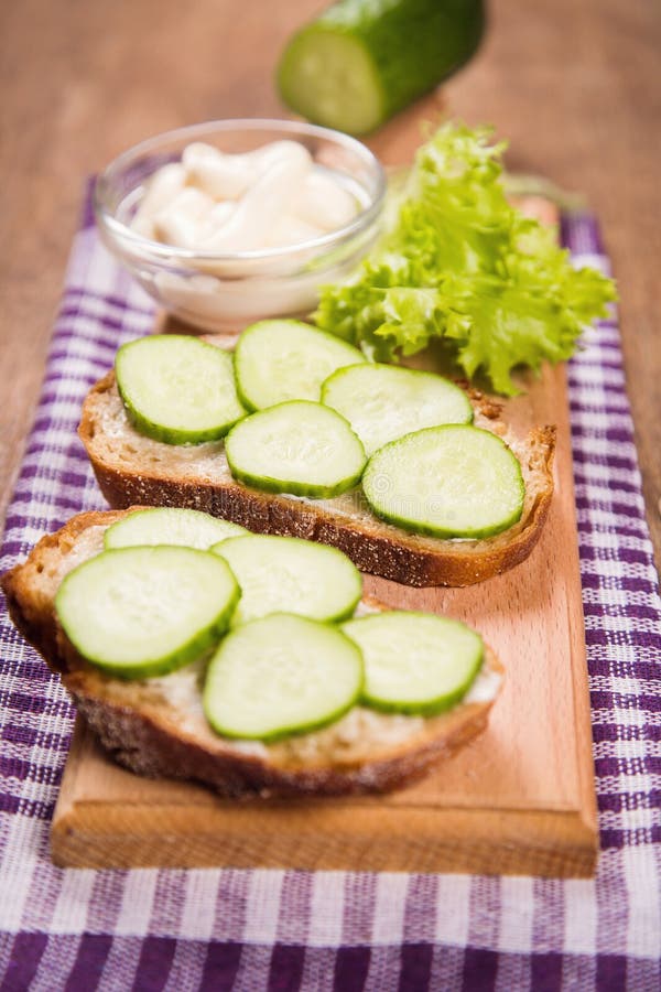Bread with cucumber stock image. Image of closeup, lettuce - 63880231
