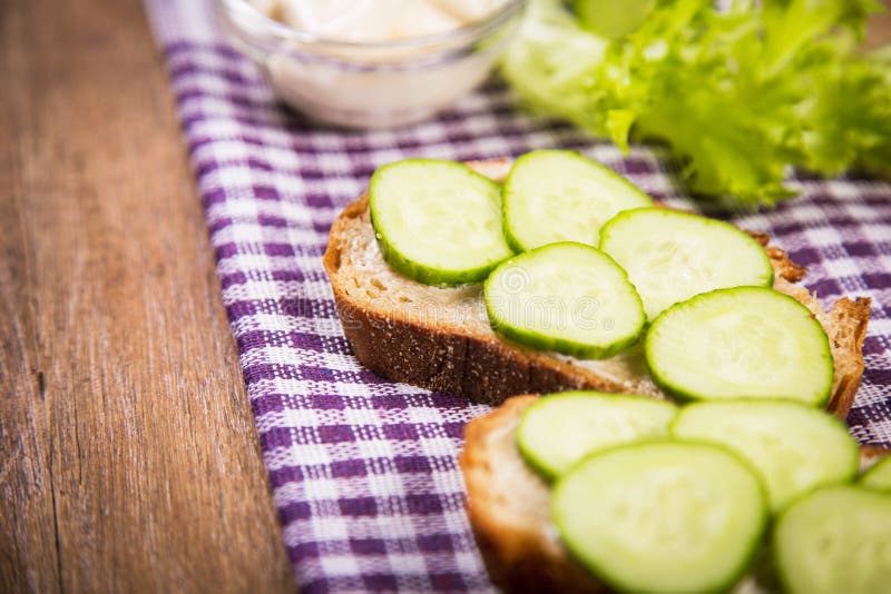 Bread with cucumber stock photo. Image of healthy, salad - 63880884