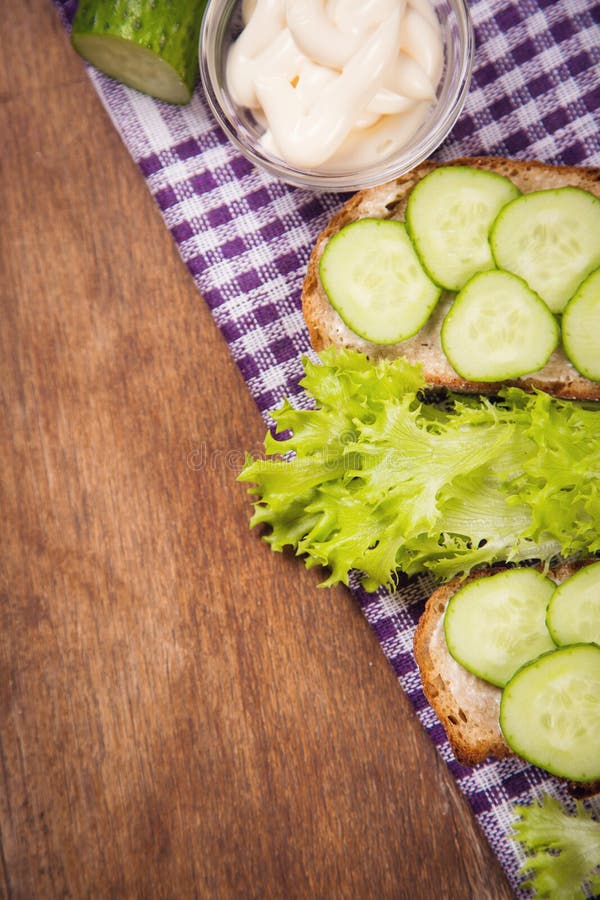 Bread with cucumber stock image. Image of plate, cucumber - 63880933