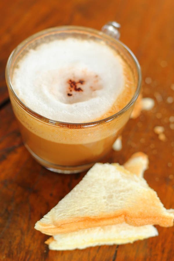 Bread and a Cup of Delicious Coffee. Stock Photo - Image of liquid ...