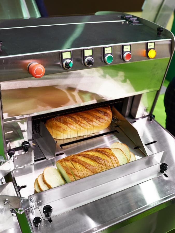 Bread cutting machine stock image. Image of chopped, bakery - 90006213
