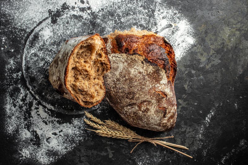 Bread on a Dark Background. Banner, Menu, Recipe Place for Text, Top ...