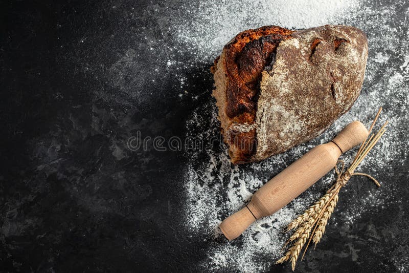 Bread on a Dark Background. Banner, Menu, Recipe Place for Text, Top ...