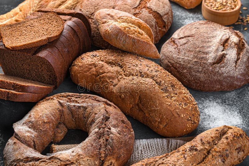 Bread of Different Types in Close-up. Bakery Products Stock Photo ...