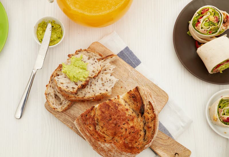Bread on dinner table stock image. Image of cereal, lunch - 112975635