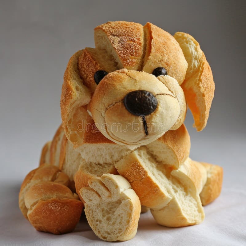 A Bread Dog Made of Dough is Sitting on a Table, AI Stock Image - Image ...