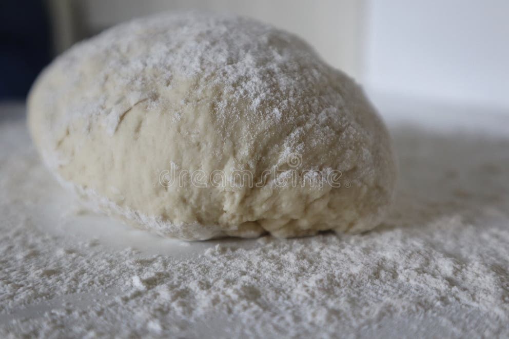Bread Dough on Board with Flour Stock Photo - Image of healthy ...