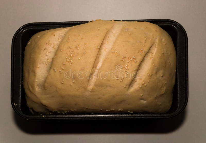 The Bread Dough Has Risen and Ready for Baking. Homemade Yeast Bread ...