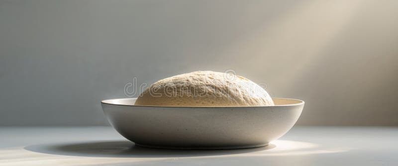 Bread Dough Rising Inside a Large Ceramic Bowl on a Surface Stock Photo ...