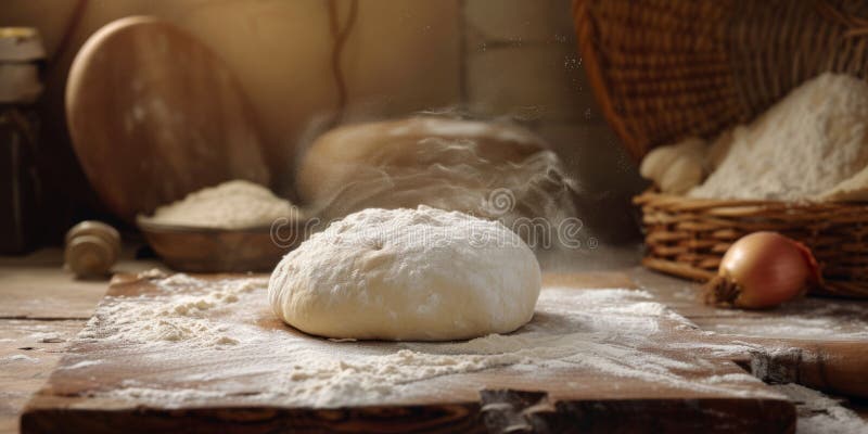 Bread Dough on Table with Natural Light Stock Image - Image of ...
