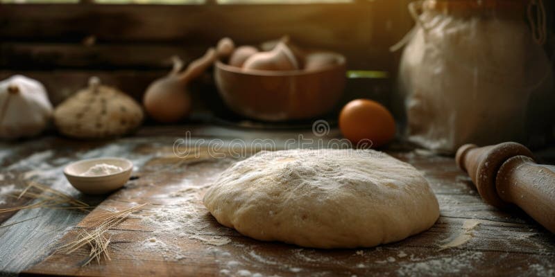 Bread Dough on Table with Natural Light Stock Illustration ...