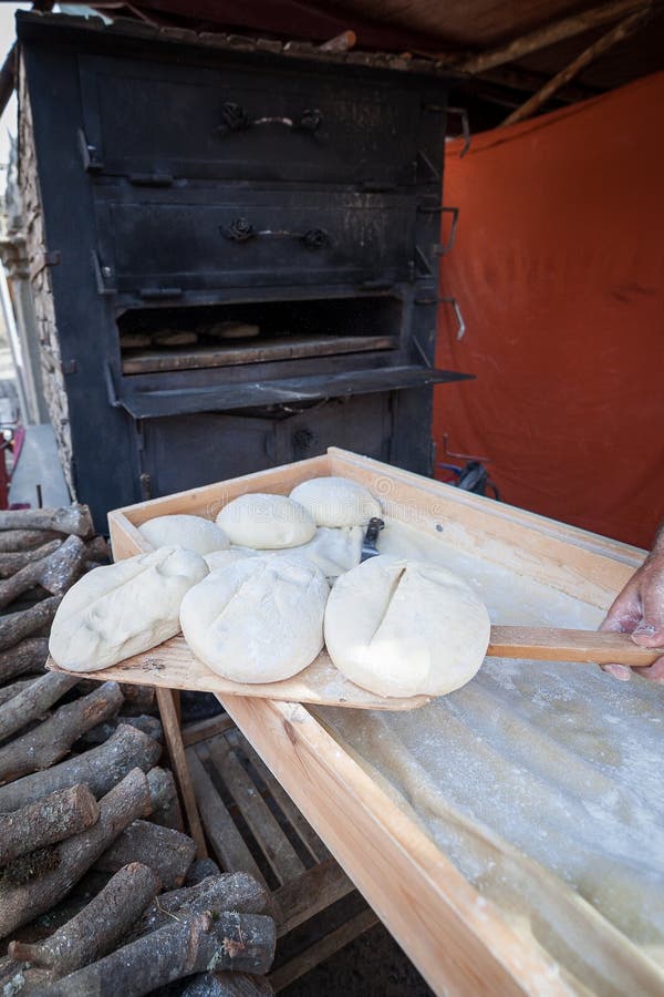 Bread Dough on Table with Rustic Bakery Bottom Stock Photo - Image of ...