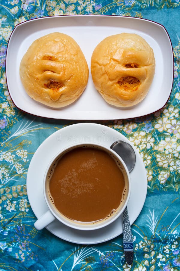 Bread with Dried Shredded Pork, Coffee Break. Stock Image - Image of ...