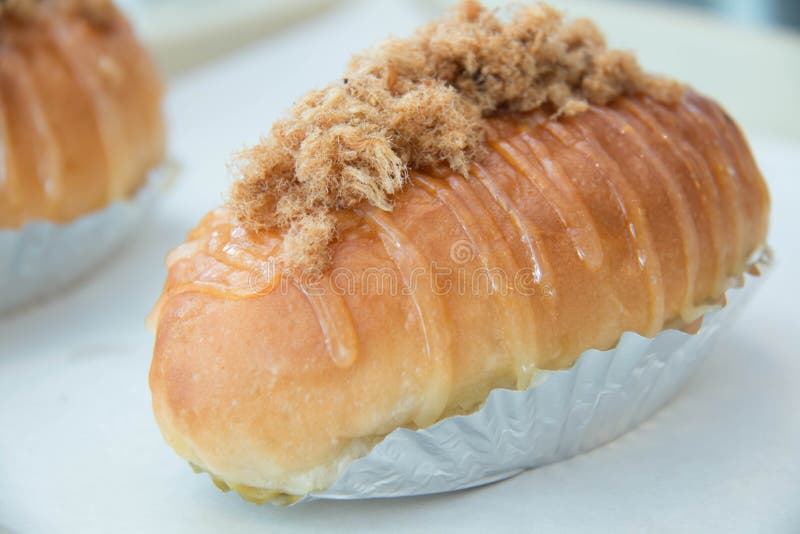 Bread with Dried Shredded Pork Stock Image - Image of sweet, background ...