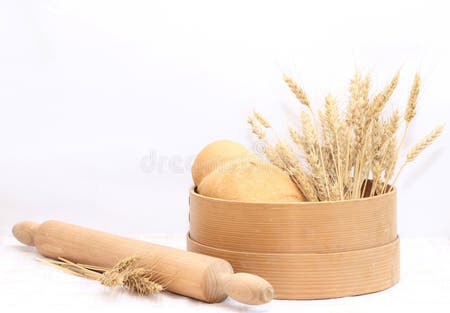Bread, Ears and Rolling Pin Stock Photo - Image of bakery, seed: 55854794