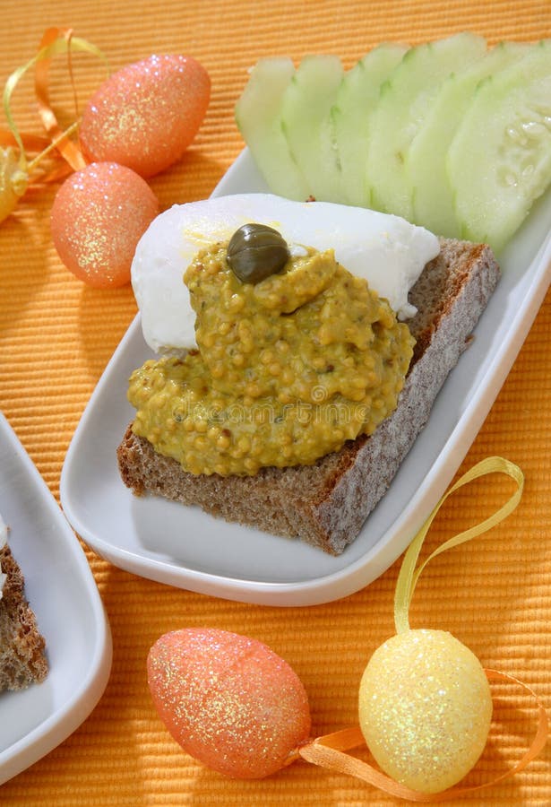 Bread with Egg Spread and Vegetable Stock Image - Image of decoration ...