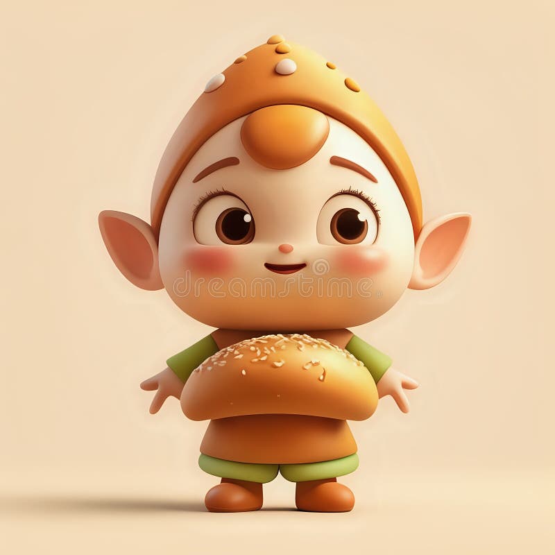 Bread Elf, Cute Cartoon Shape - Generated by Ai Stock Illustration ...