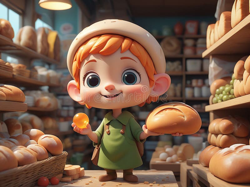 Bread Elf, Cute Cartoon Shape - Generated by Ai Stock Illustration ...