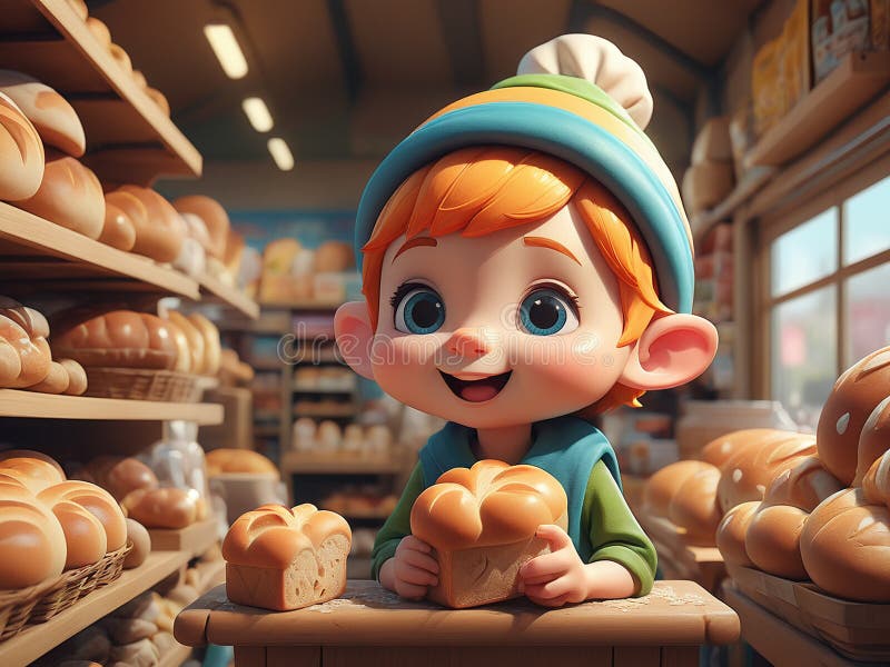 Bread Elf, Cute Cartoon Shape - Generated by Ai Stock Illustration ...