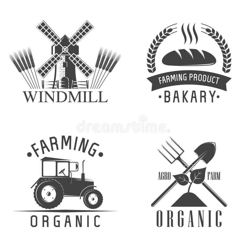 Bread Factory Objects Badges Stock Vector - Illustration of element ...