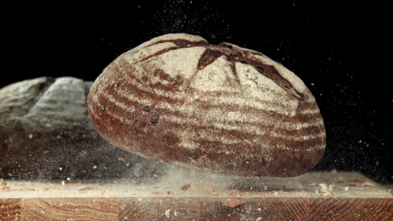 The Bread Falls on the Table. Filmed on a High-speed Camera at 1000 Fps ...