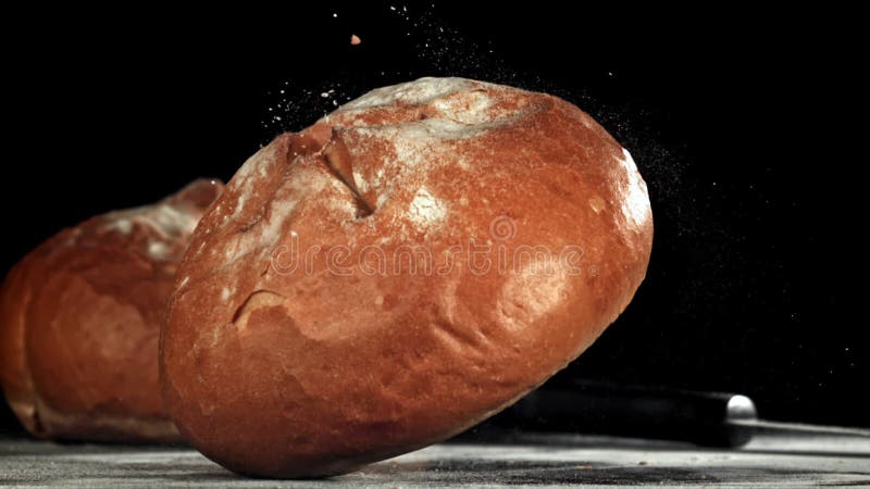 The Bread Falls on the Table. Filmed on a High-speed Camera at 1000 Fps ...