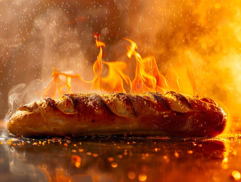 A Bread is on Fire with Smoke Coming Out of it Stock Image - Image of ...