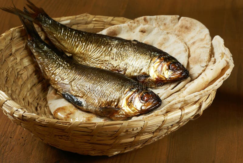 Bread and fish stock photo. Image of christianity, basket - 32586240