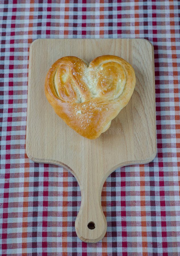 Bread in the Form of Heart on Oak Stock Photo - Image of dough, knead ...