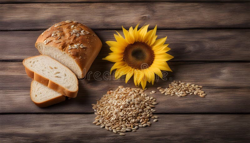 Bread in Form of Triangle and with Sunflower Seeds Stock Illustration ...