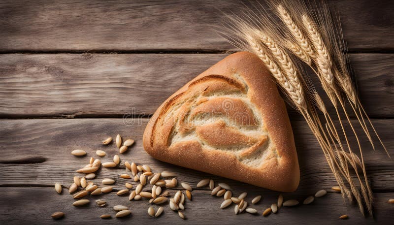 Bread in Form of Triangle and with Sunflower Seeds Stock Illustration ...
