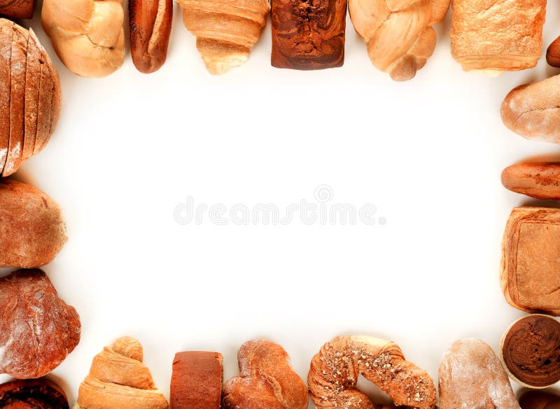 Bread Frame Isolated on White Stock Photo - Image of drink, grain ...
