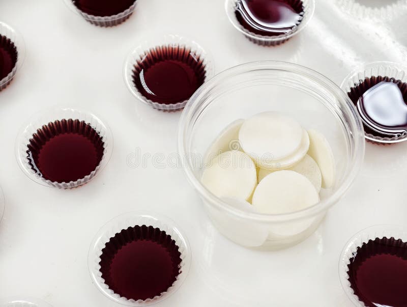 Holy Communion, a Cup of Wine and Bread with a Jesus Crown Thorn and ...