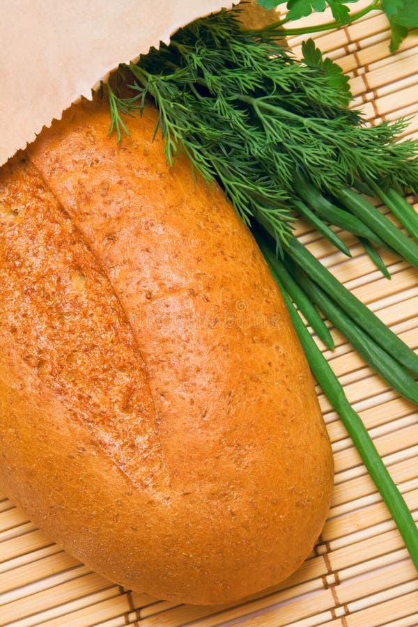 Bread and greens stock image. Image of baguette, baking - 4708339