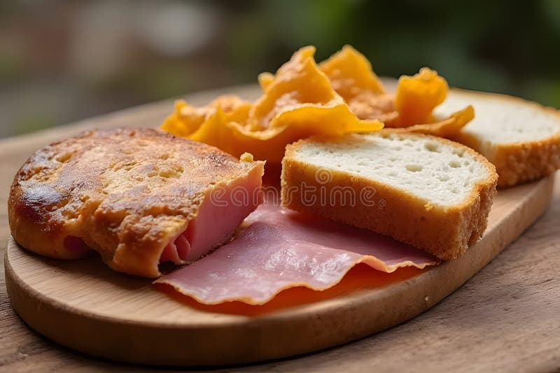 The Bread with Ham and Butter Ready for Breakfast Stock Photo - Image ...