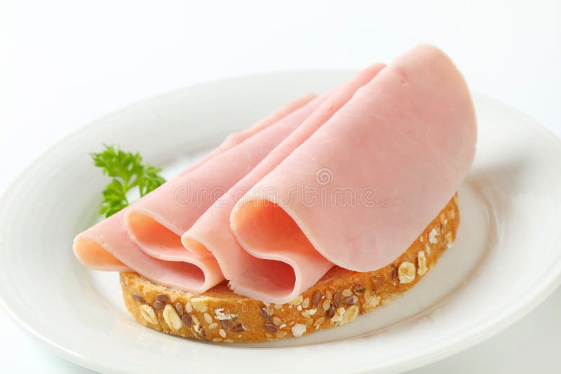 Bread with ham stock image. Image of food, studio, cuts - 60051267