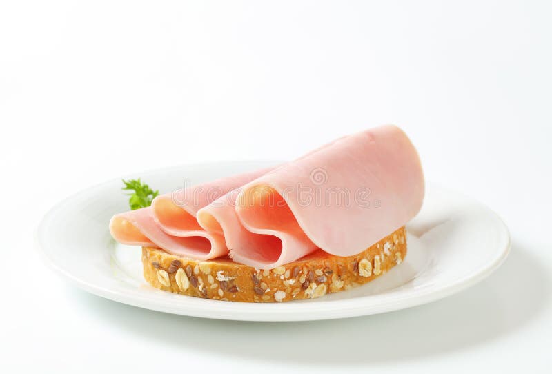 Bread with ham stock photo. Image of thin, herb, food - 60051412