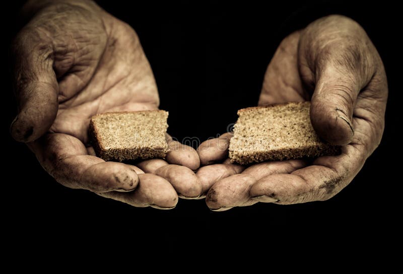 Bread in hand stock photo. Image of beggar, adult, loaf - 108591392