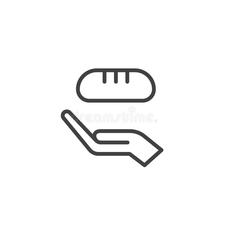 Bread in hand icon vector stock vector. Illustration of care - 100202734
