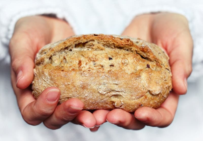 Bread in hands stock photo. Image of wholegrain, crispy - 41832002