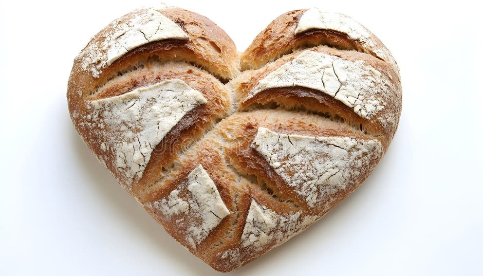 Bread Bread Heart in the Shape of a Heart., White Background Stock ...
