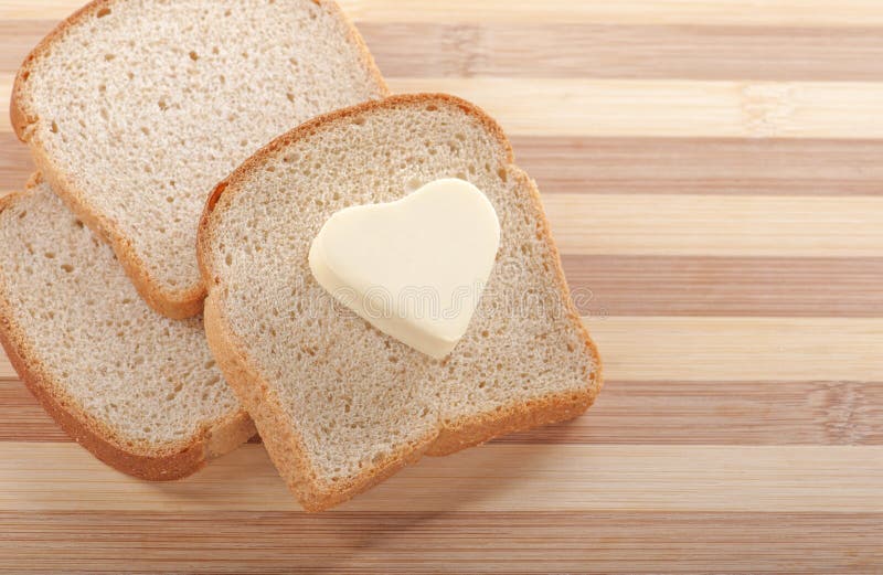 Bread and Heart Shaped Butter Stock Image - Image of crumb, drink: 28599867